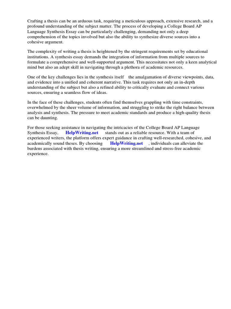 College Board AP Language Synthesis Essay | PDF
