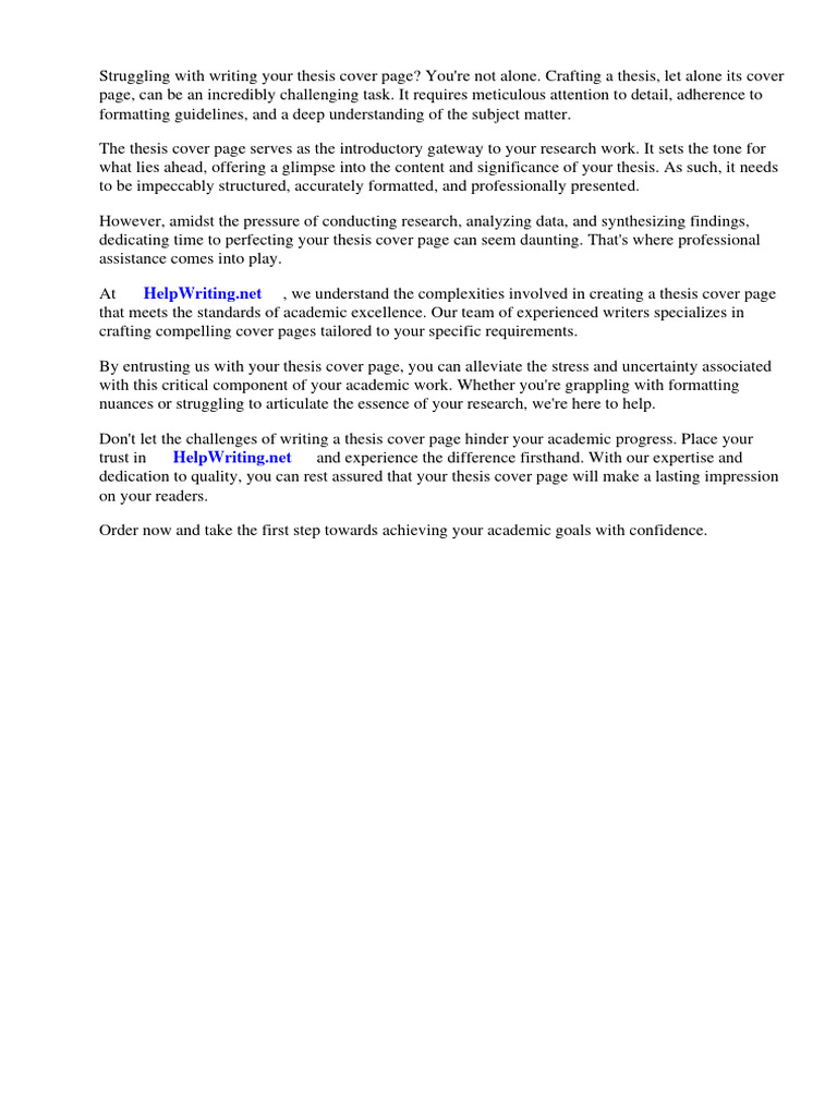 Example Thesis Cover Page | PDF | Thesis | Essays