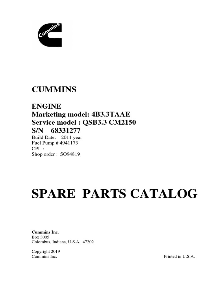 QSB3.3 Parts Catalog 68331277 | PDF | Piston | Bearing (Mechanical)