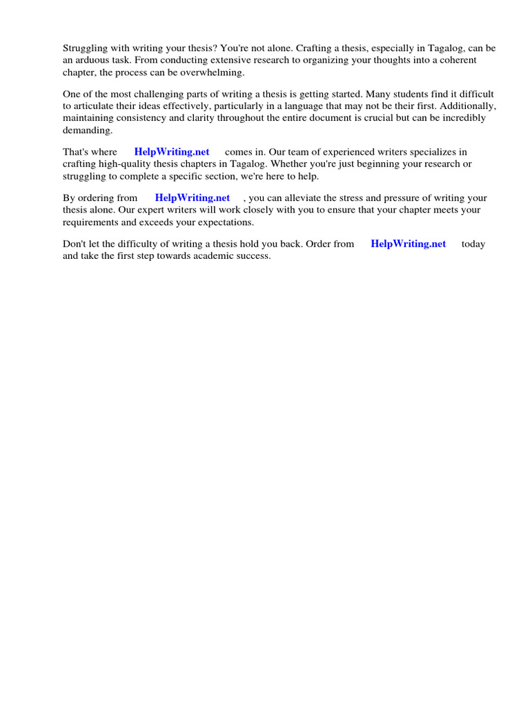 Thesis Sample Chapter 1 Tagalog | PDF | Thesis | Human Communication