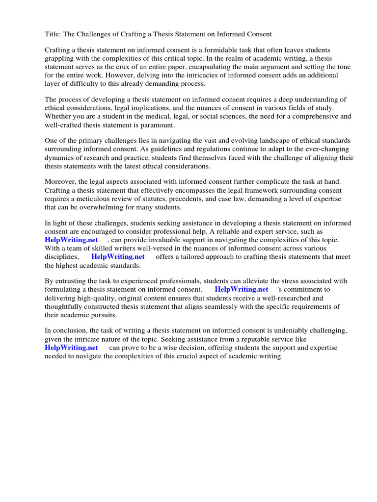 Thesis Statement on Informed Consent | PDF