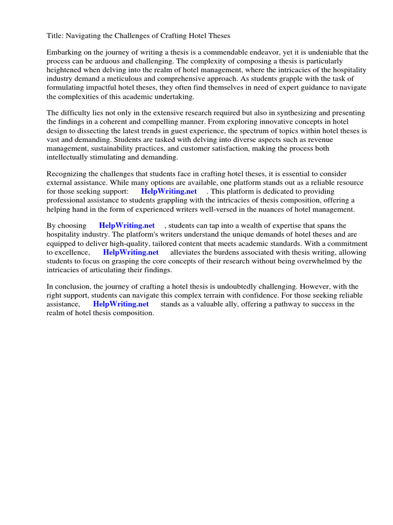 Hotel Thesis Ideas | PDF | Hotel | Thesis