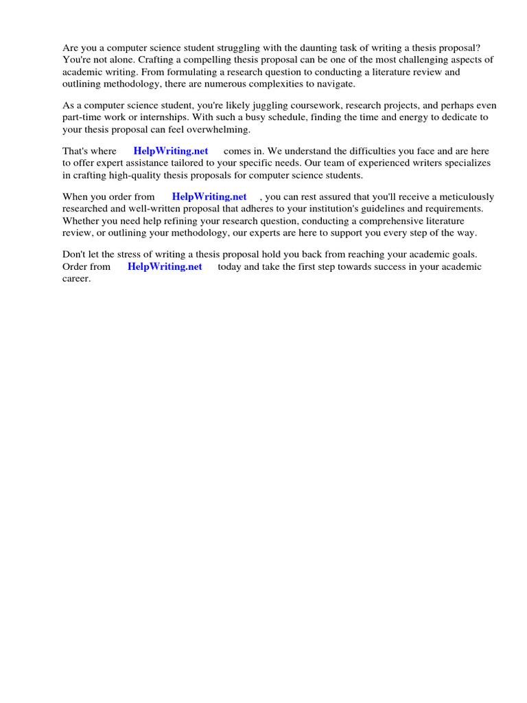 Sample Thesis Proposal Computer Science Students | PDF | Thesis | Science