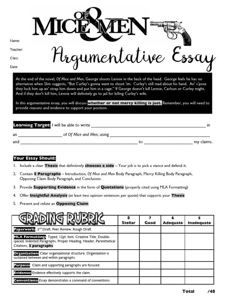 OMAM Arguementative Essay Packet | PDF