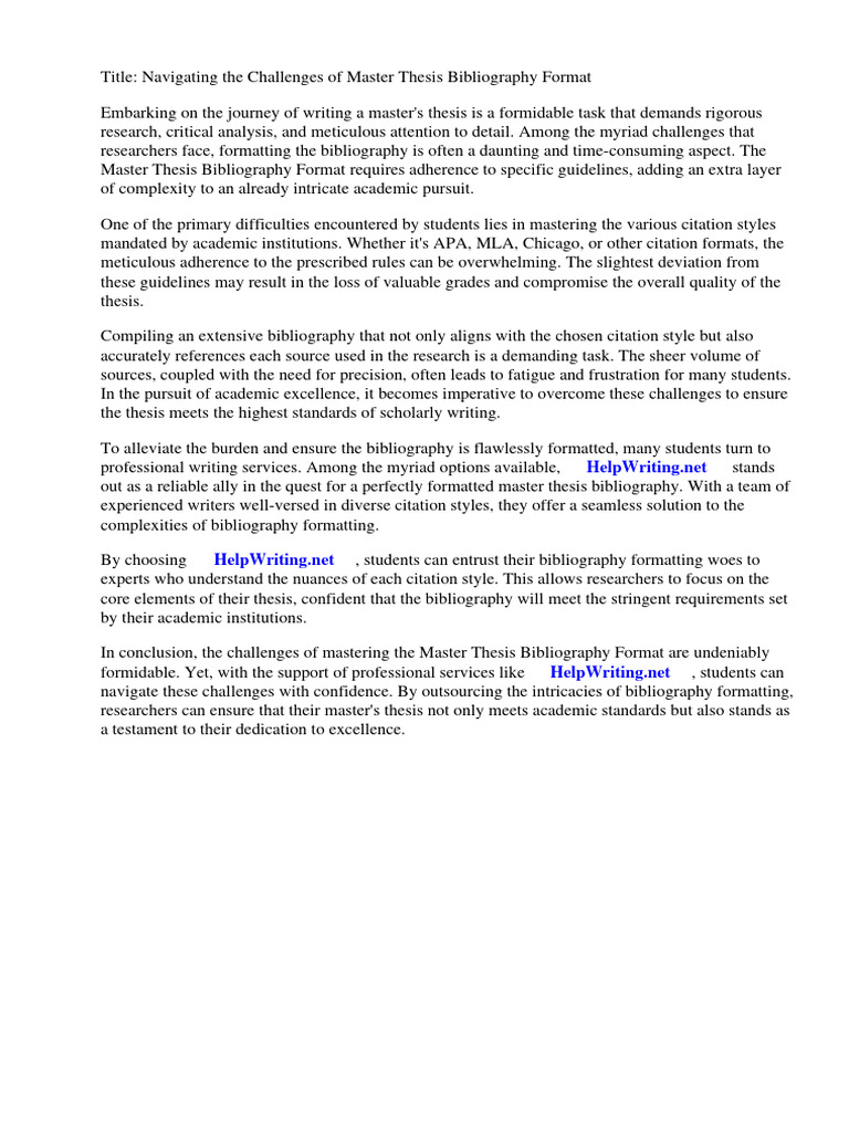 Master Thesis Bibliography Format | PDF