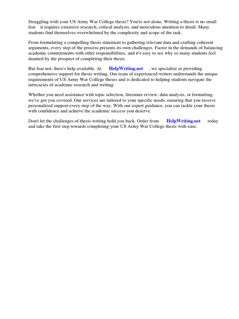 Us Army War College Thesis | PDF | Thesis | Leadership