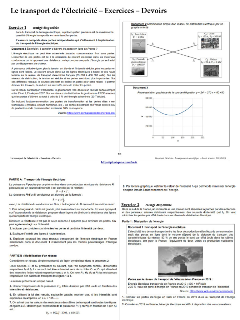 Transport Electricite Exercices | PDF