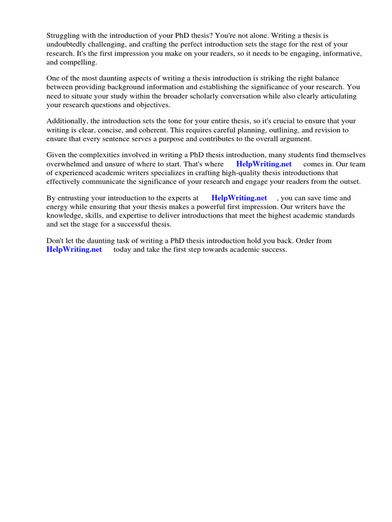 How To Write A PHD Thesis Introduction | PDF | Thesis | Methodology