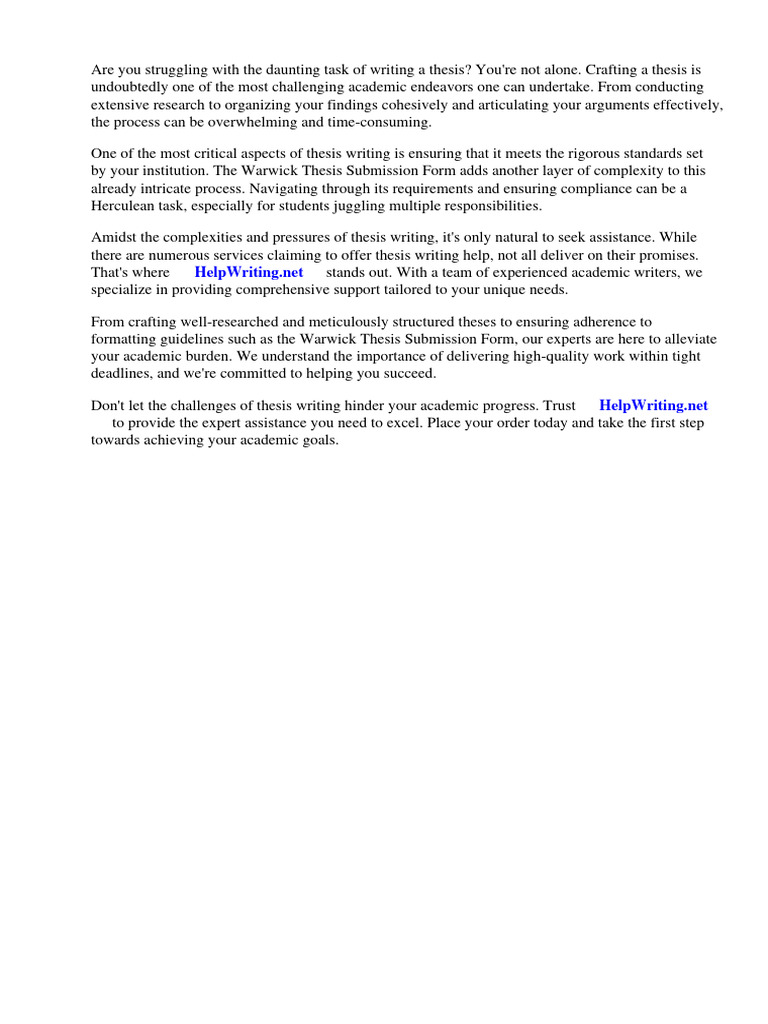 Warwick Thesis Submission Form | Download Free PDF | Thesis | Trademark Warwick Thesis Submission Form | Download Free PDF | Thesis | Trademark