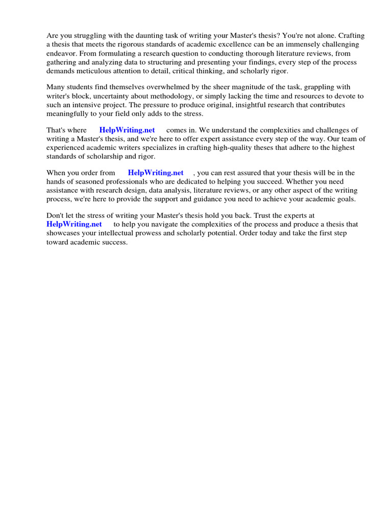 Steps To Writing A Masters Thesis | PDF | Thesis | Essays