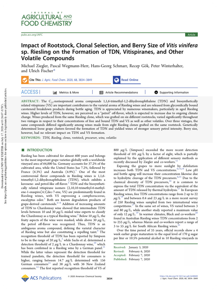 Impact of Rootstock, Clonal Selection, and Berry Size of Vitis Vinifera | PDF | Wine | Gas ...