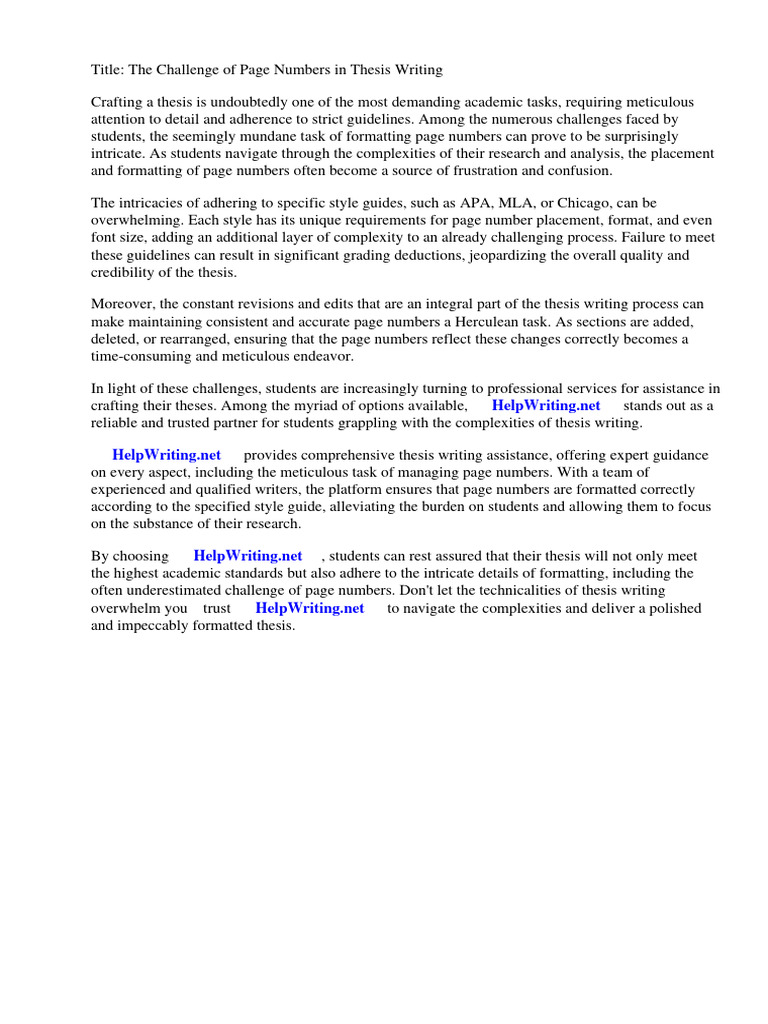 Page Numbers Thesis | PDF | Thesis | Apa Style