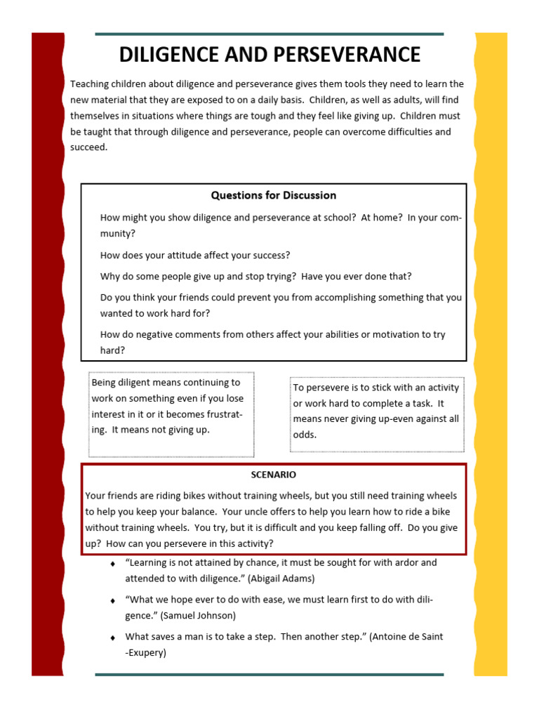 Diligence and Perseverance | PDF | Self-Improvement