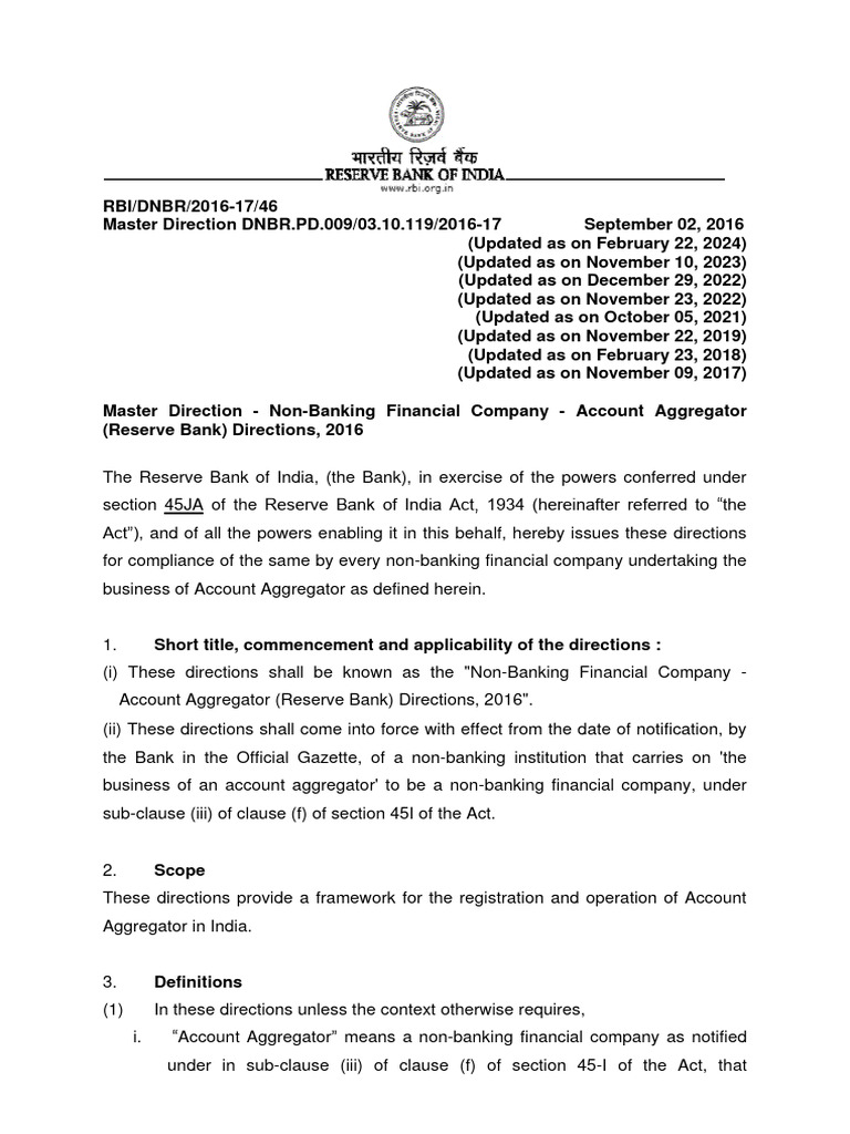 Account Aggregator RBI Circular | PDF | Securities (Finance) | Banks