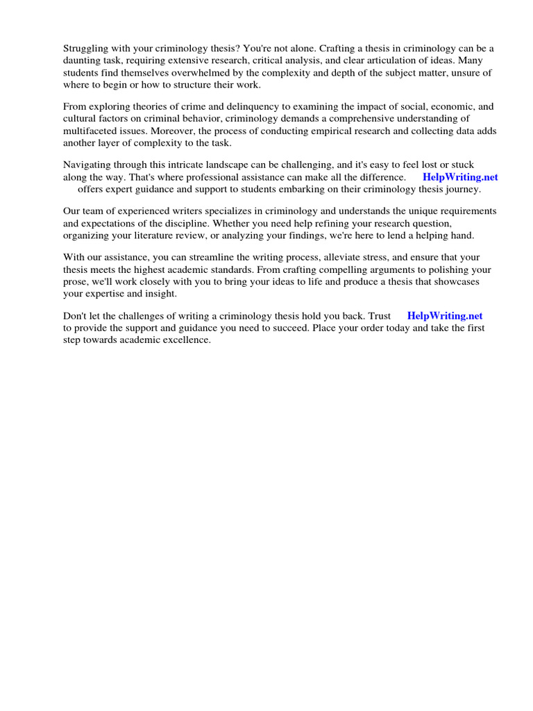 Thesis Examples for Criminology | PDF