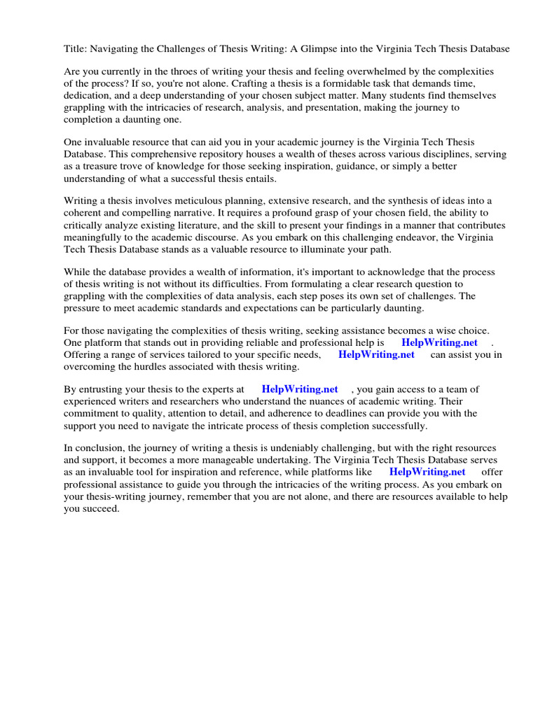 Virginia Tech Thesis Database | PDF | Thesis | Doctor Of Philosophy