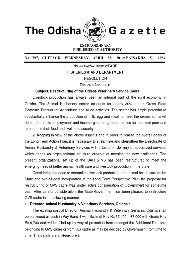 15.restructuring of The Odisha Veterinary Service Cadre | PDF