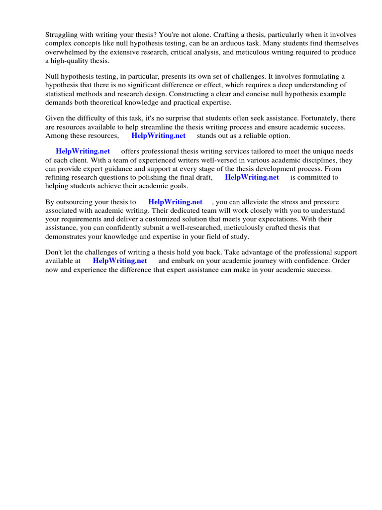 Thesis Null Hypothesis Example | PDF | Science & Mathematics