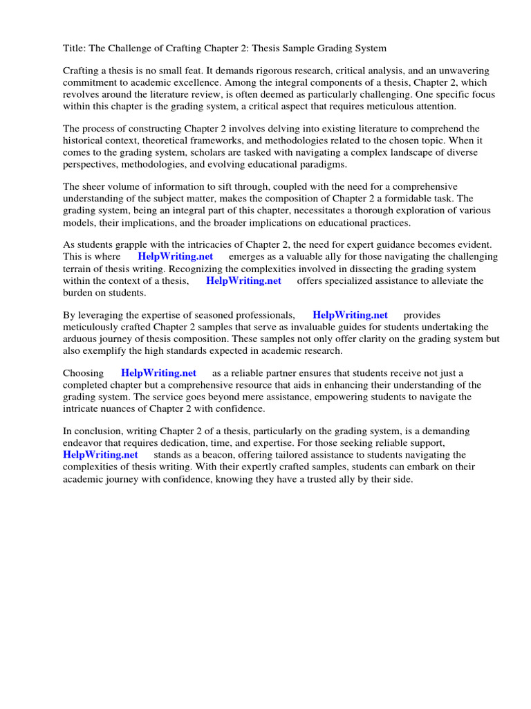 Chapter 2 Thesis Sample Grading System | PDF