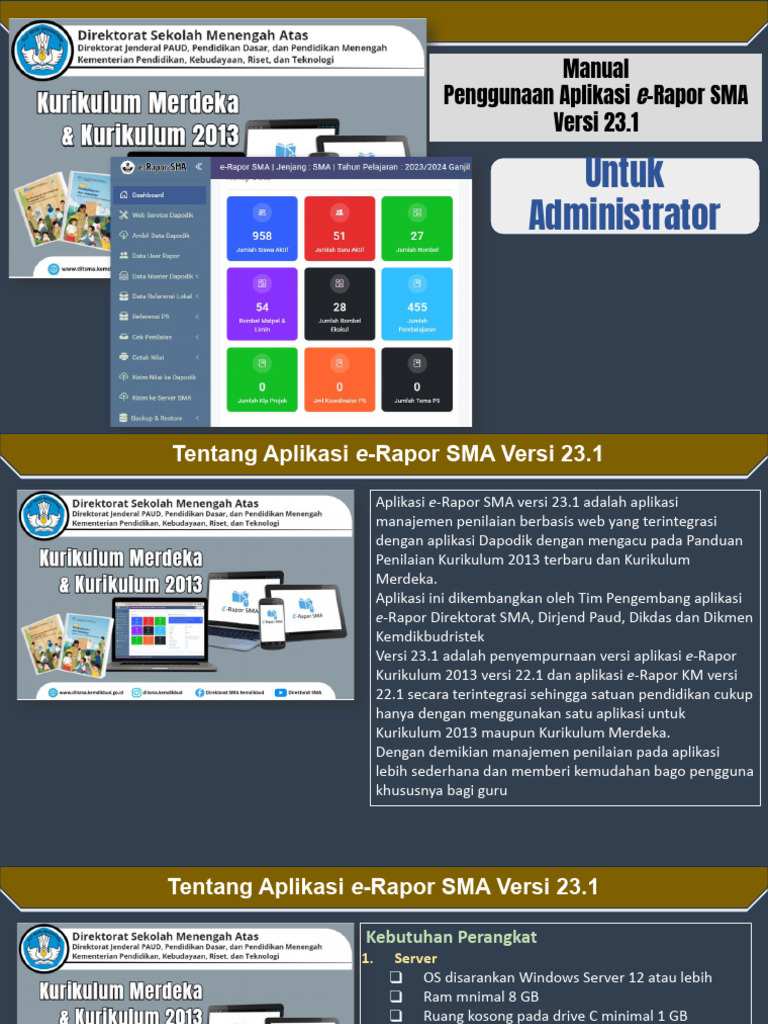 Panduan Admin e-Rapor SMA | PDF