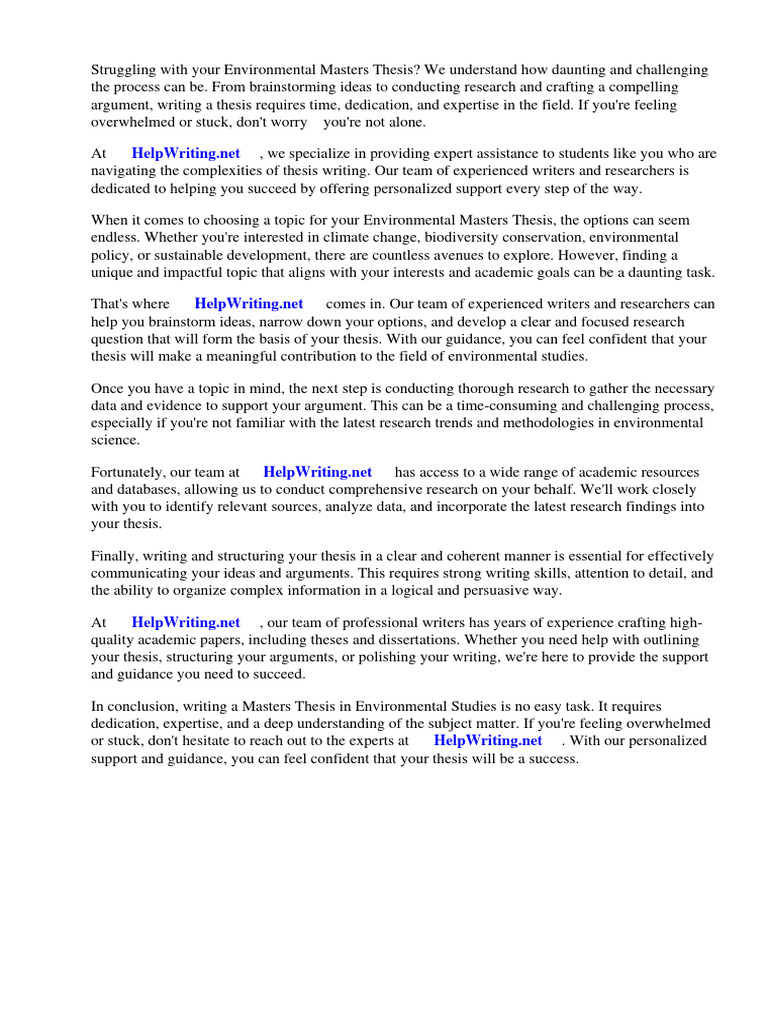 Environmental Masters Thesis Ideas | PDF | Natural Environment | Thesis