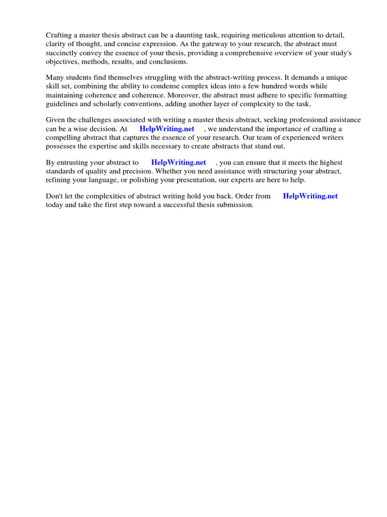 How To Write Master Thesis Abstract | PDF | Thesis | Essays