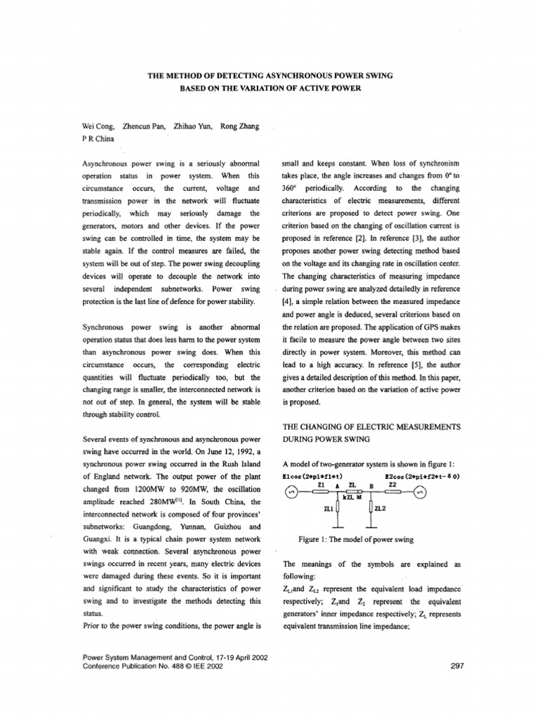 The Method Of Detecting Asynchronous Power Swing Based On The Variation