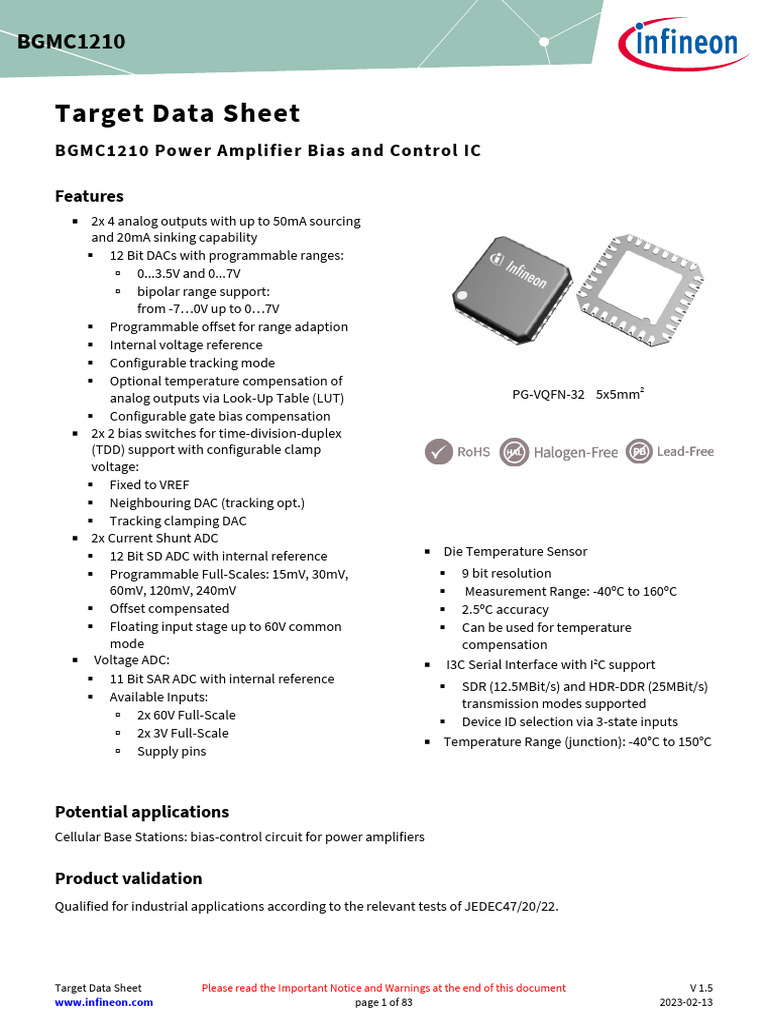 Infineon BGMC1210 DataSheet v01 - 05 EN | PDF | Analog To Digital Converter | Digital To Analog ...
