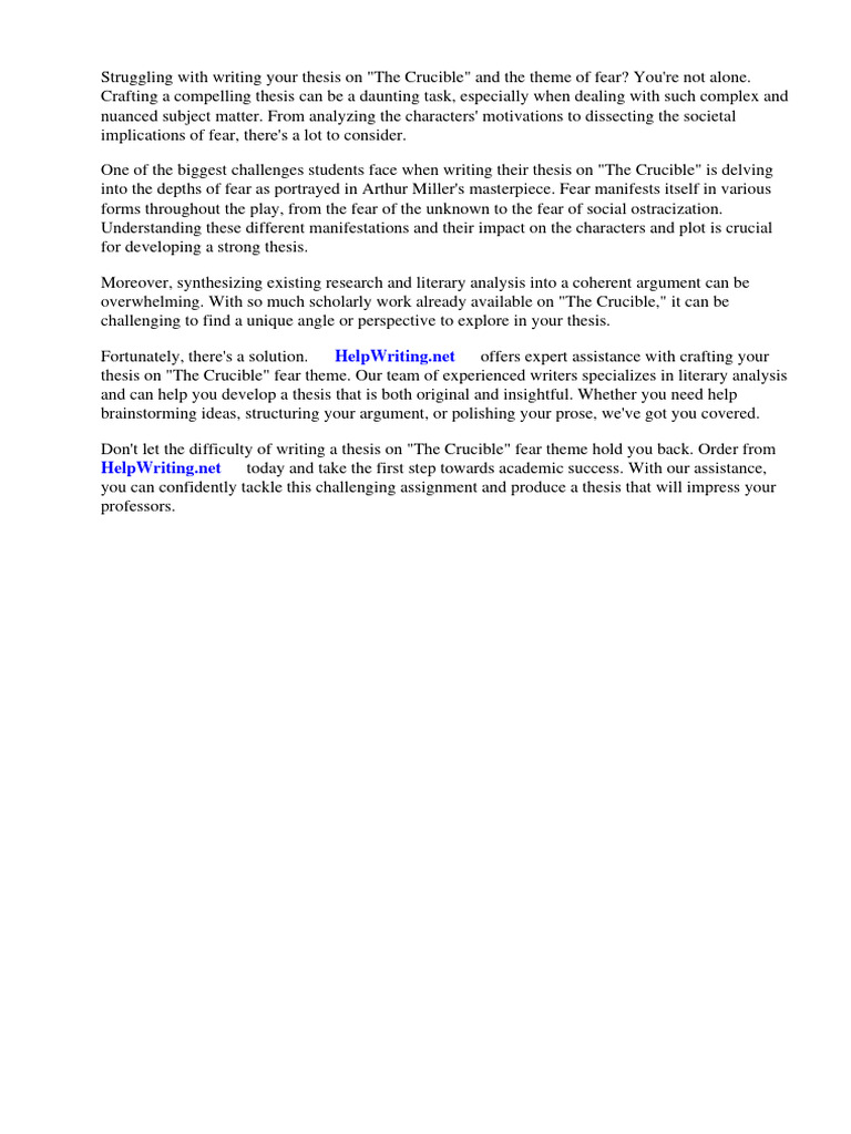 The Crucible Fear Thesis | PDF