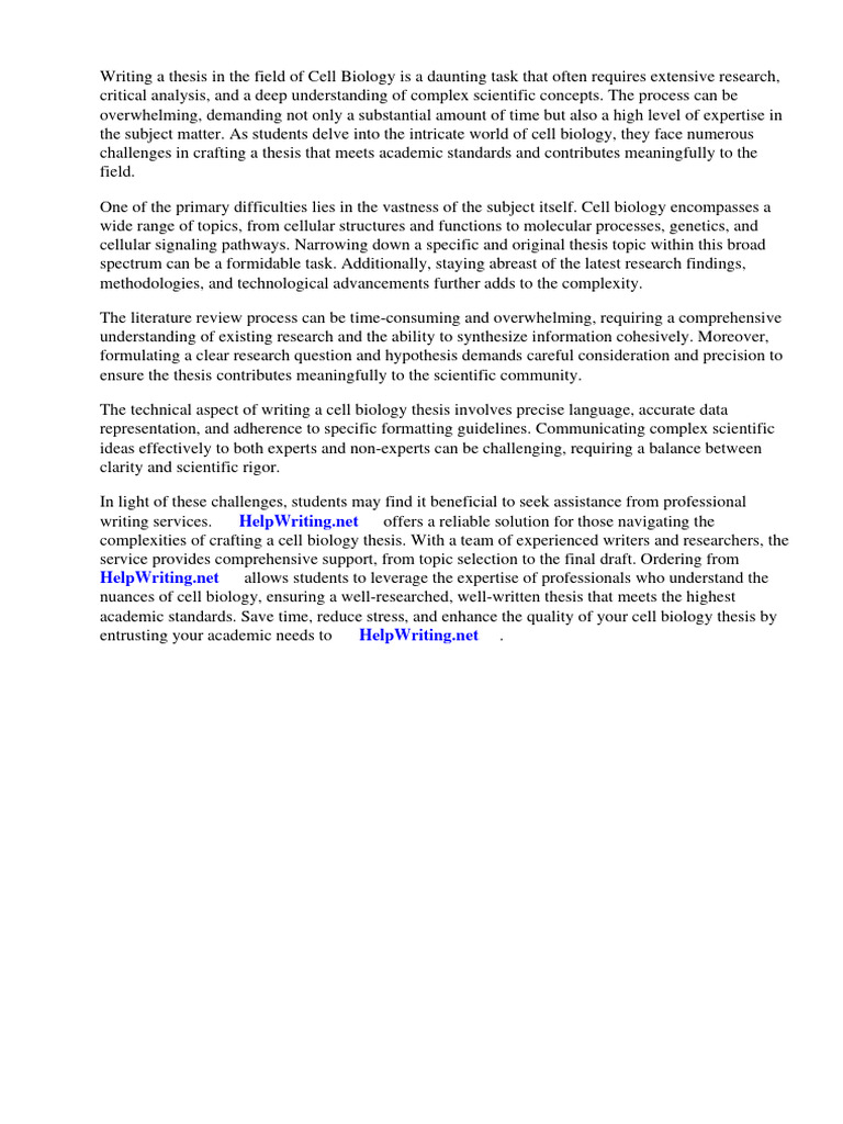 Cell Biology Thesis Topics | PDF | Cell Membrane | Cell (Biology)