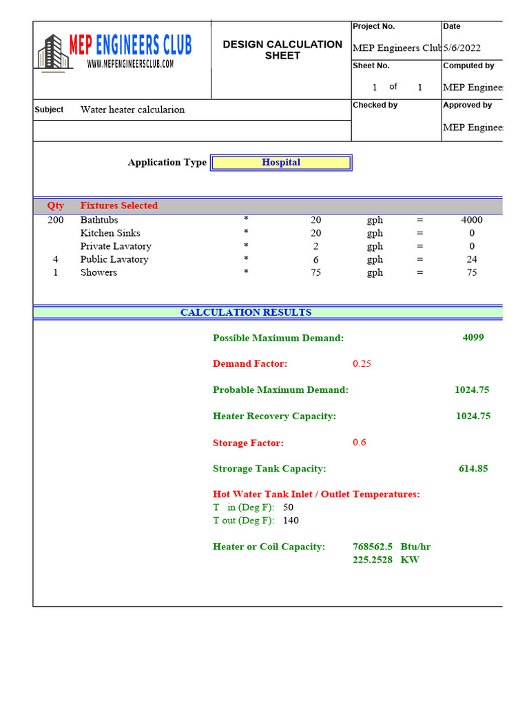 Water Heater Calculation | PDF | Water Heating | Home