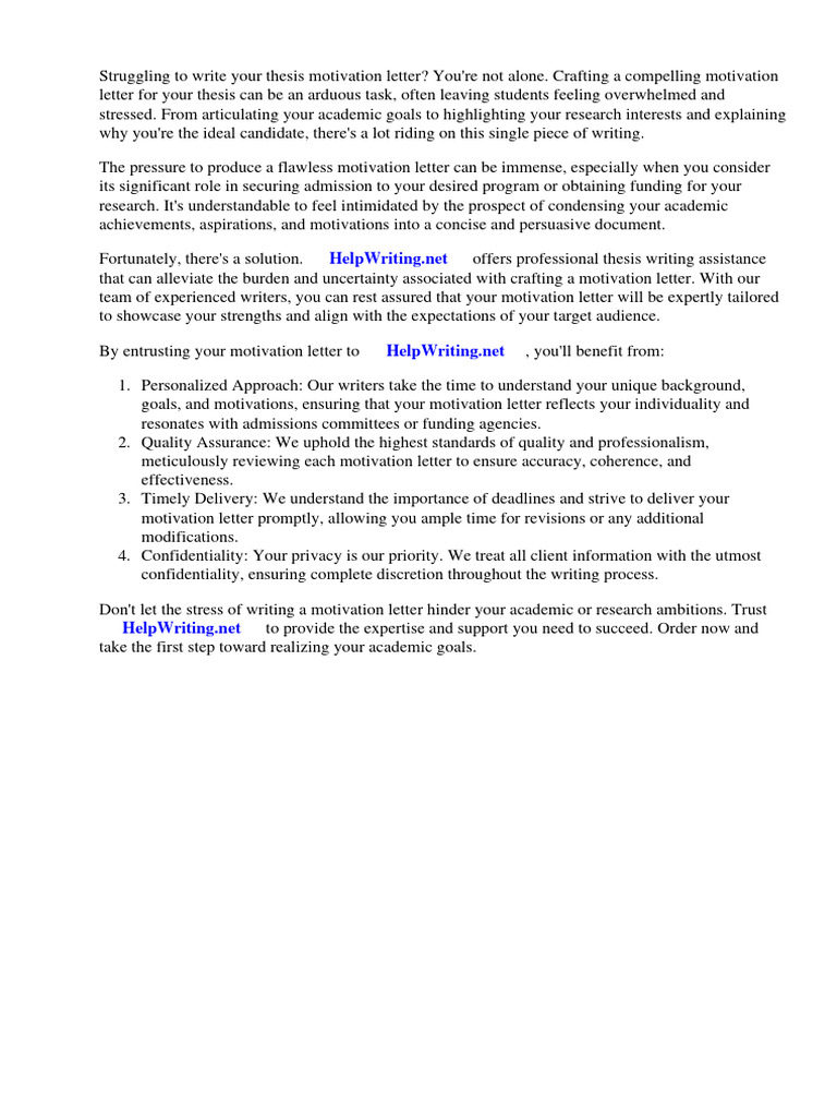 Thesis Motivation Letter | PDF