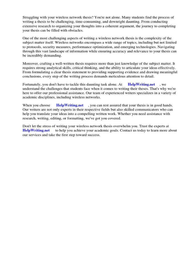 Wireless Network Thesis PDF | PDF | Computers | Technology & Engineering