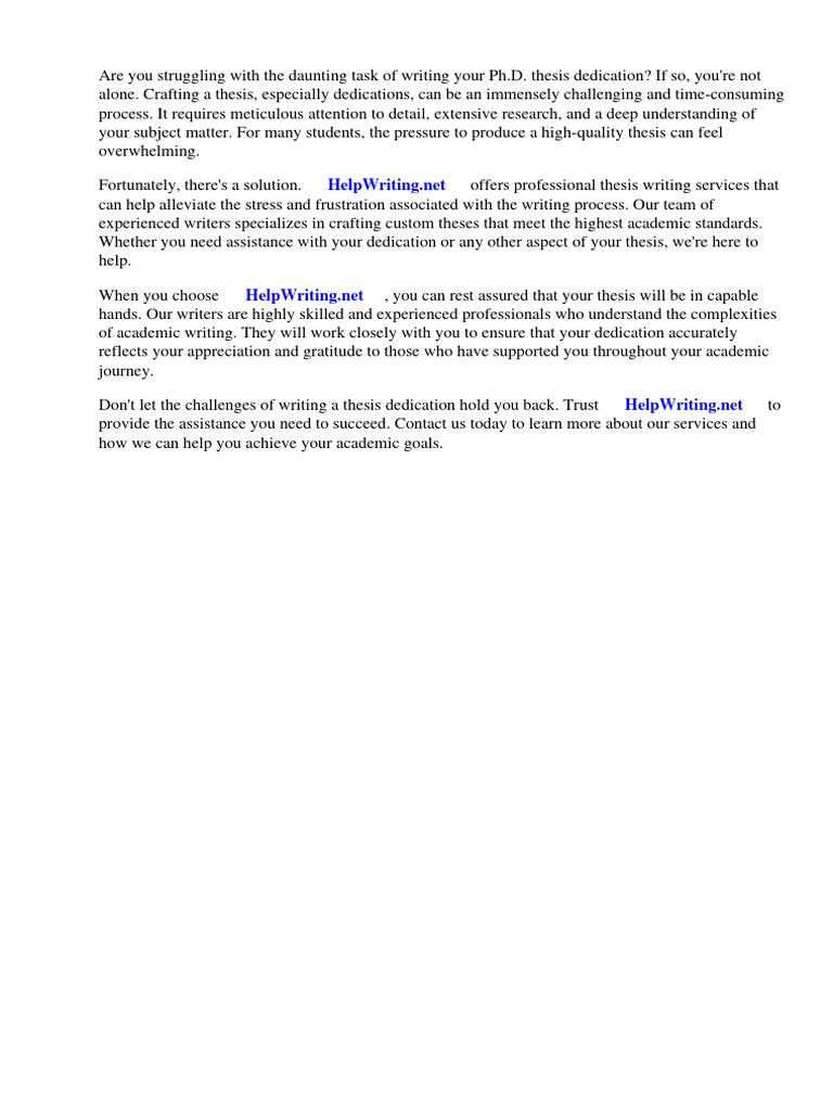 Writing Your PhD Thesis Dedication | PDF