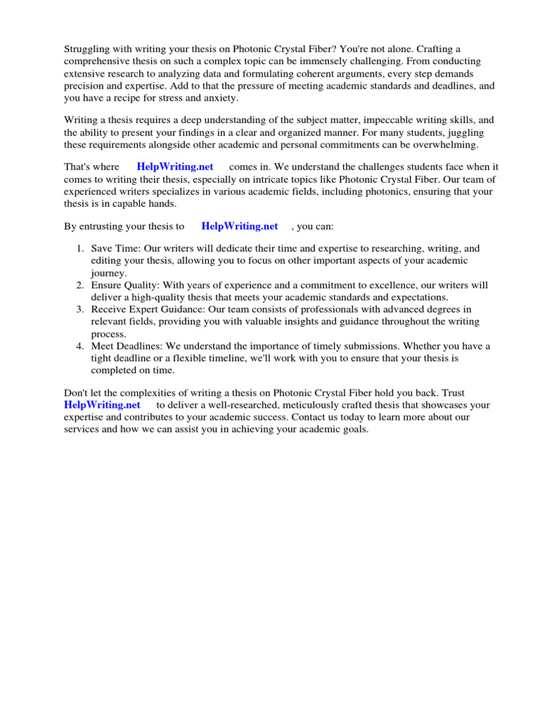 Thesis On Photonic Crystal Fiber | PDF