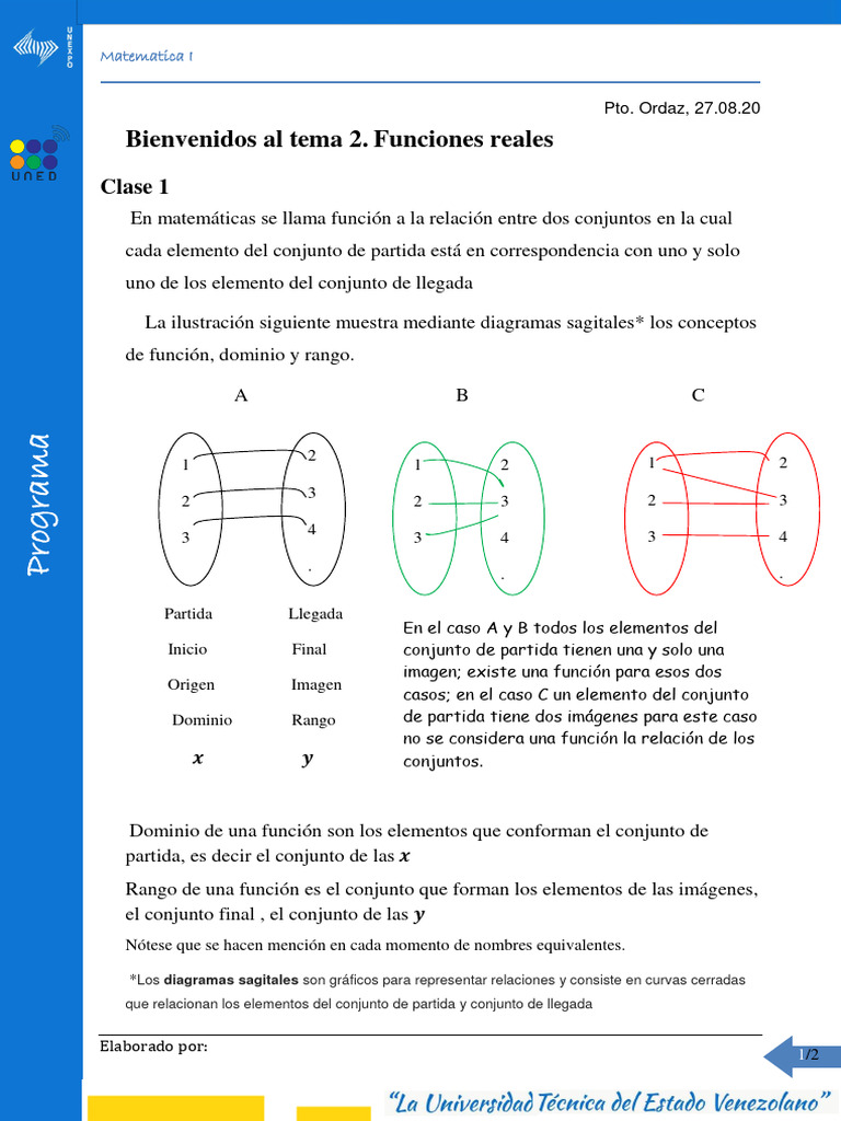 Clase 1. Funciones reales . definicion y clasificacion-1 | PDF | Función (Matemáticas) | Lógica