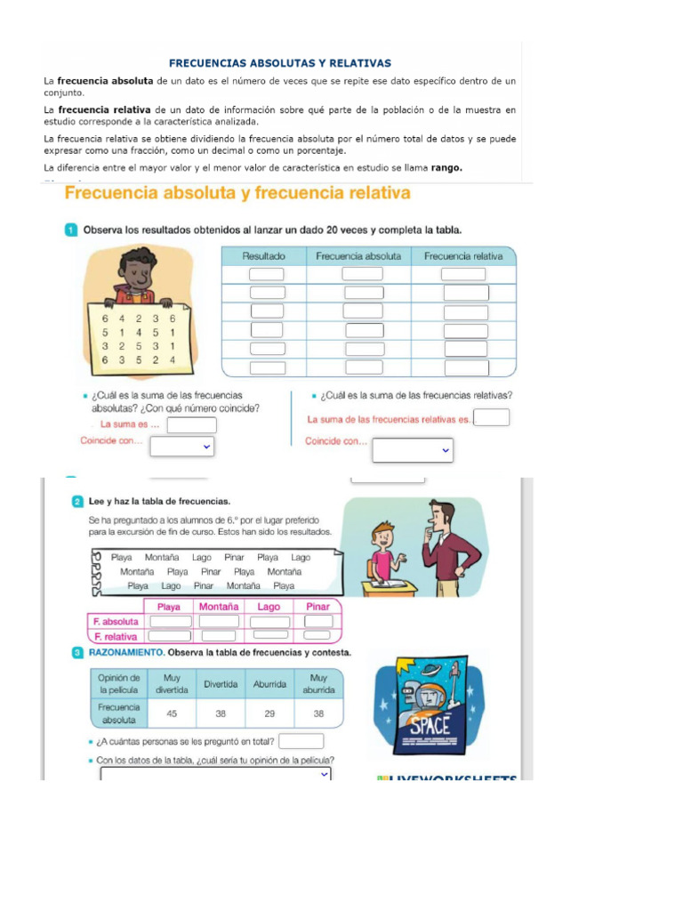 Ejercicios Frecuencia Absoluta y Relativa | PDF