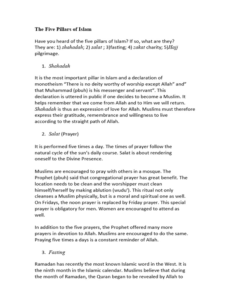 The Five Pillars of Islam | PDF