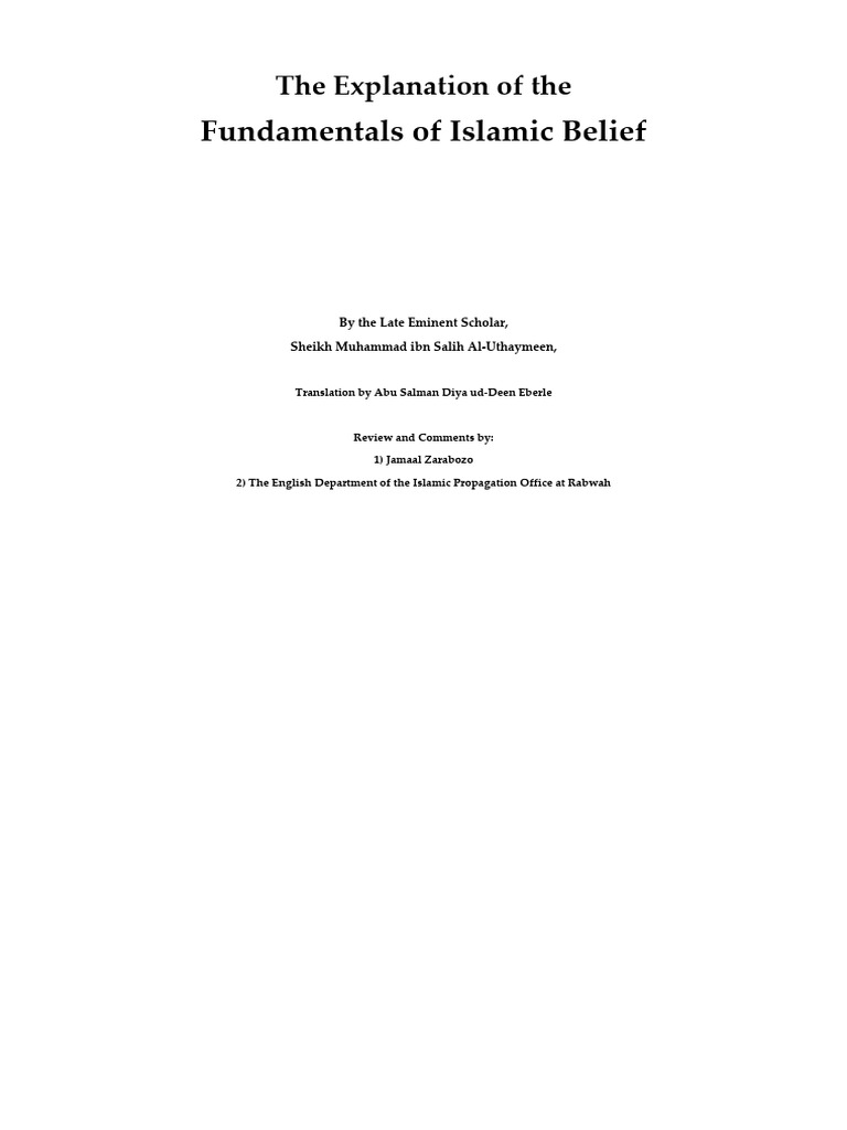 The Explanation of The Fundamentals of Islamic Belief-54475 | PDF | God In Islam | Prophets And ...