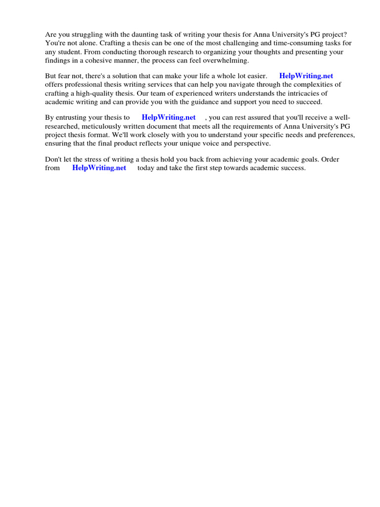 Anna University PG Project Thesis Format | PDF