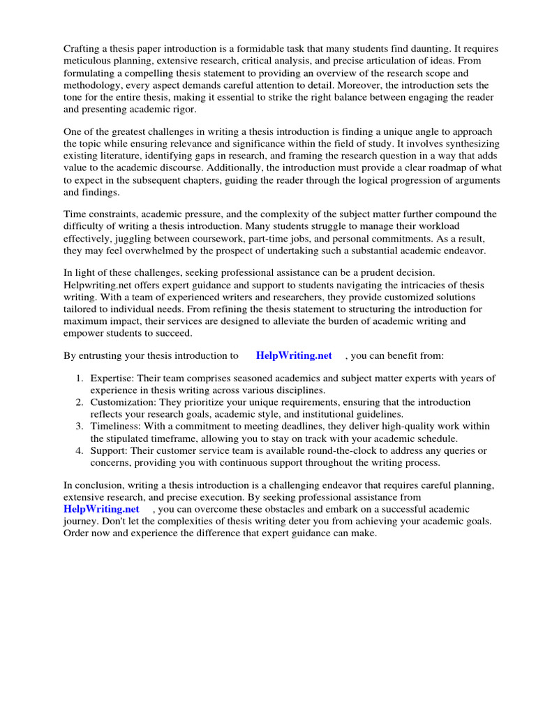 Sample Of A Thesis Paper Introduction Pdf 7493