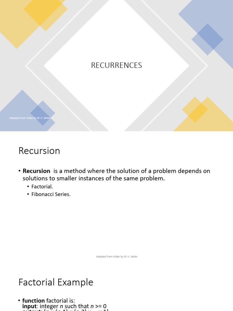 Slides 3 Pdf Recurrence Relation Function Mathematics