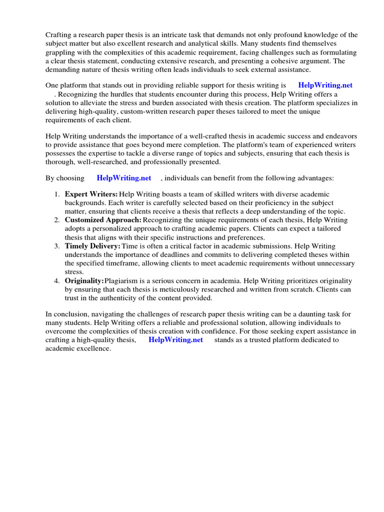 Research Paper Thesis Sample | PDF