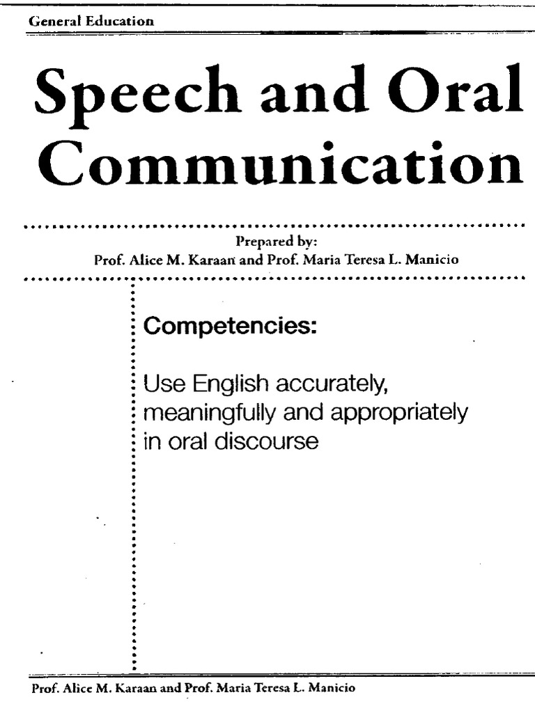 Week 2 Assess 1 Speech and Oral Communication Handout | PDF