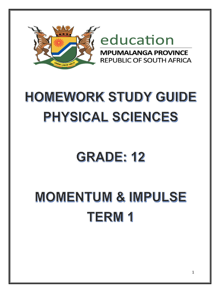 Grade 12 Homework Study Guide - Momentum Impulse | PDF | Collision ...