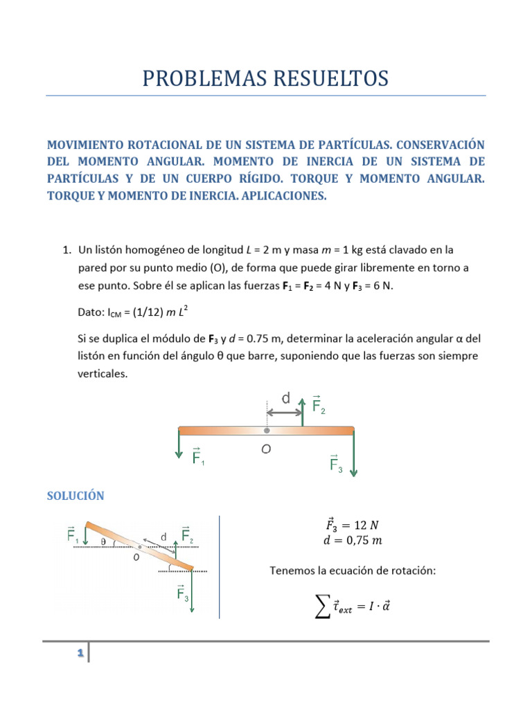 Problemas Resueltos de Movimiento Rotacional | PDF | Momento angular ...