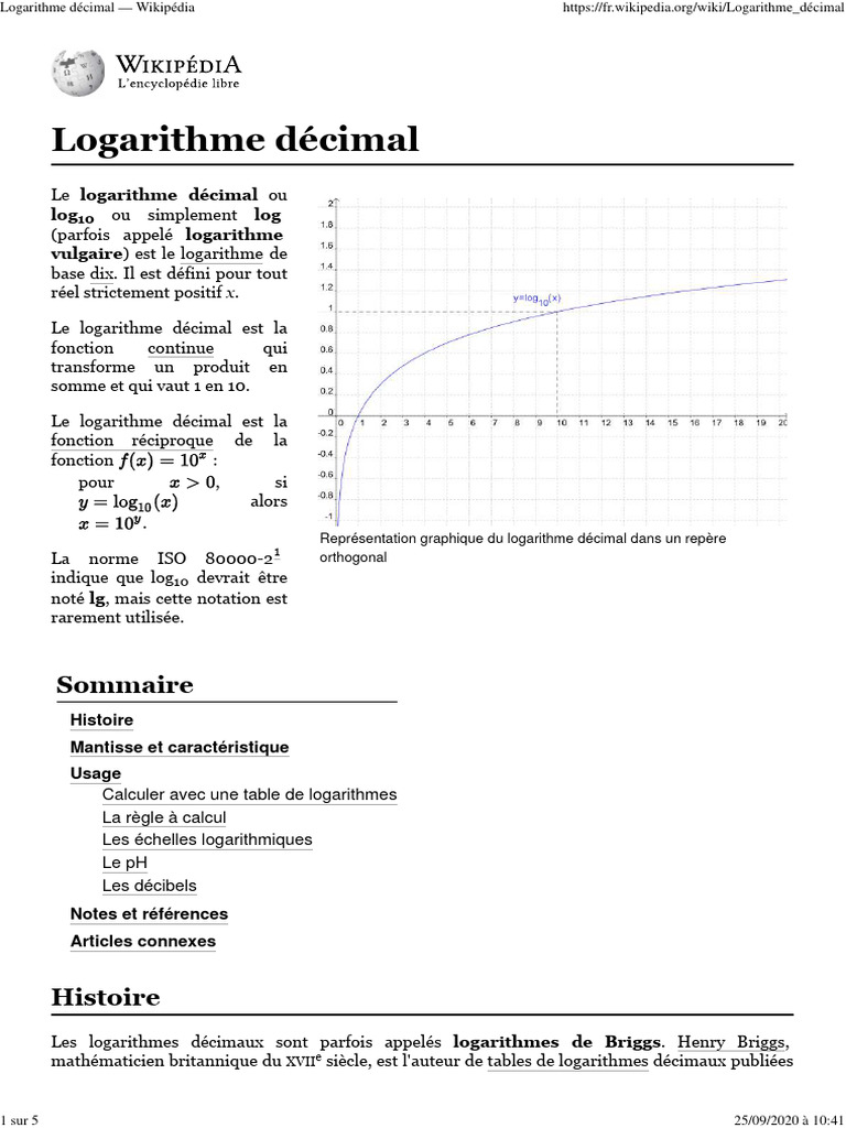 Graphique du Logarithme Décimal | PDF