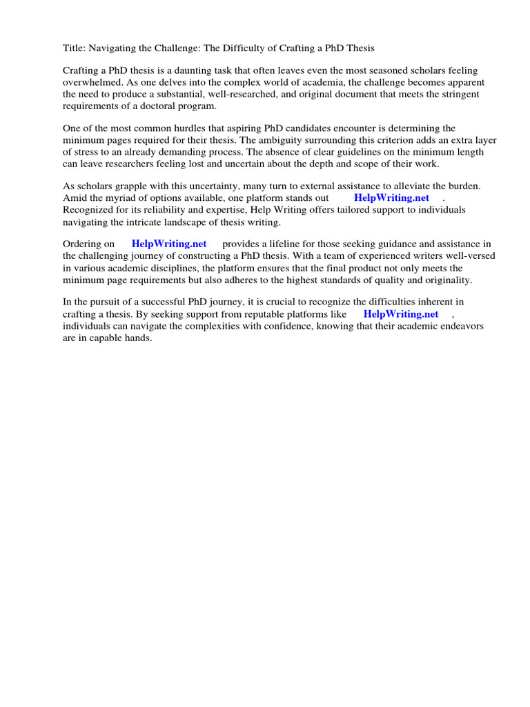 Minimum Pages For PHD Thesis | PDF | Thesis