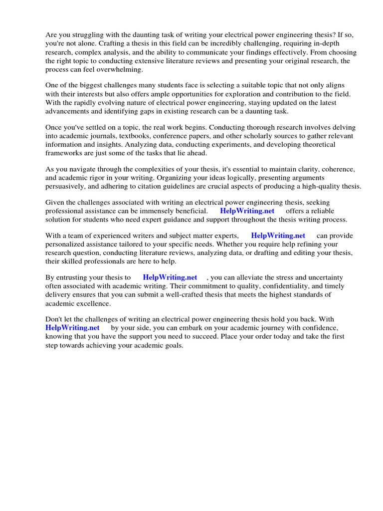 Electrical Power Engineering Thesis Topics | PDF