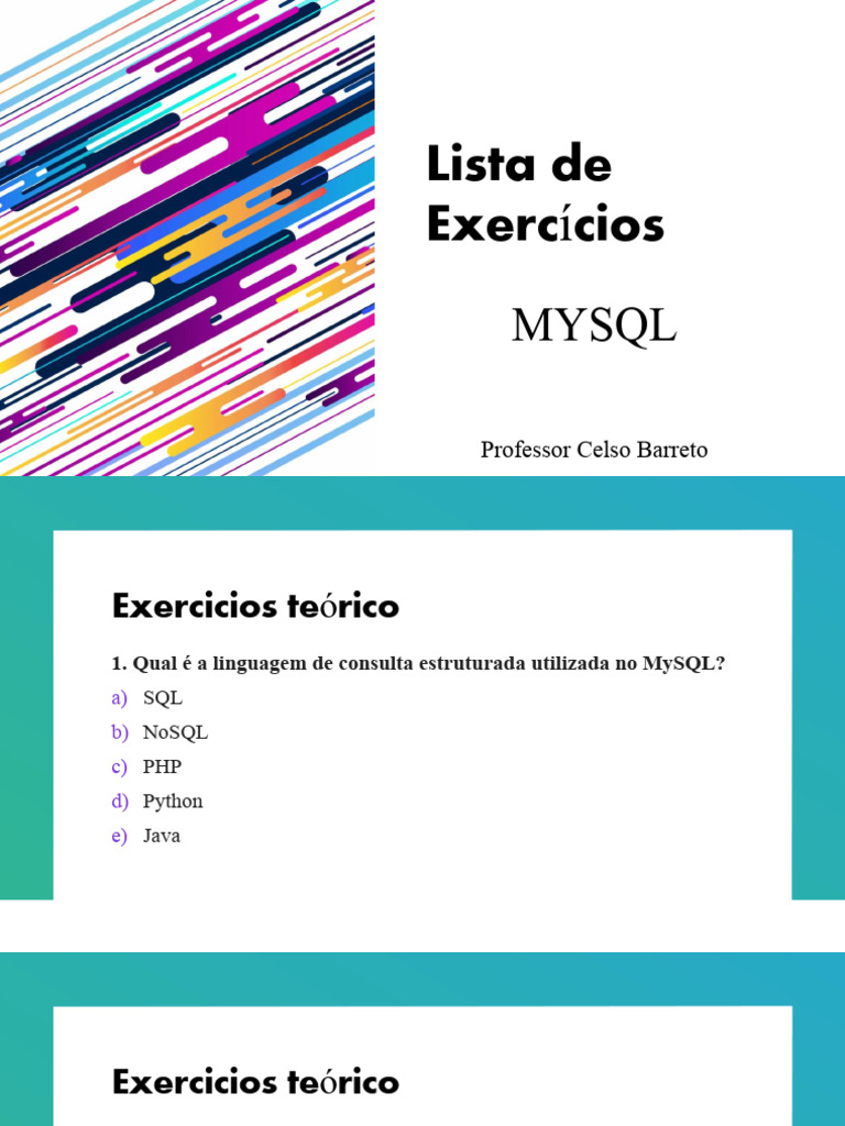 Lista de Exercicios - Alunos-SENAI | PDF | Base de dados relacional | SQL